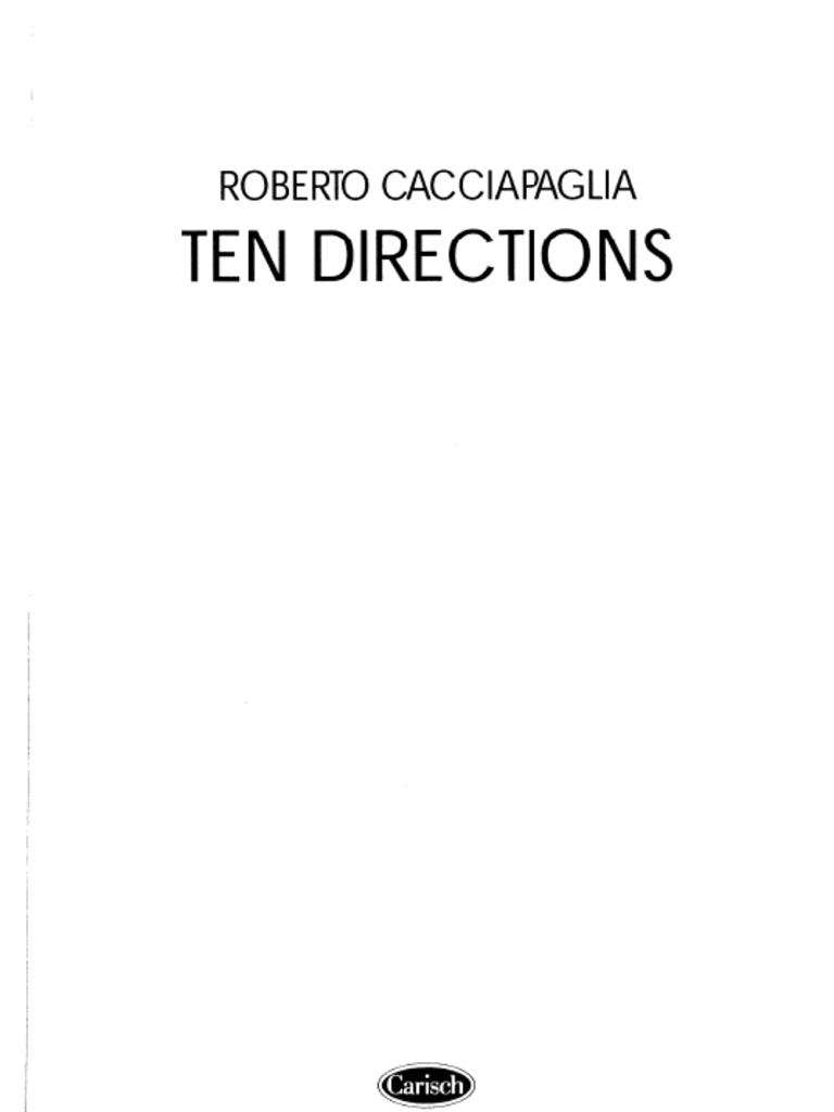 Roberto Cacciapaglia Ten Directions PDF | PDF