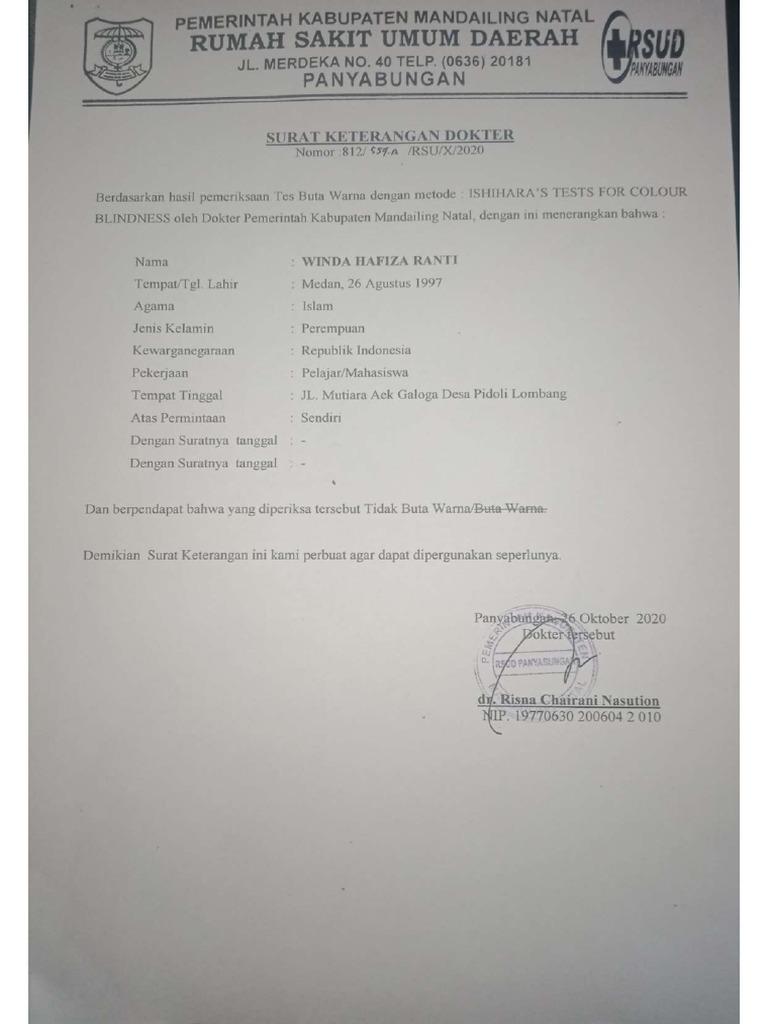 Surat Keterangan Dokter | PDF