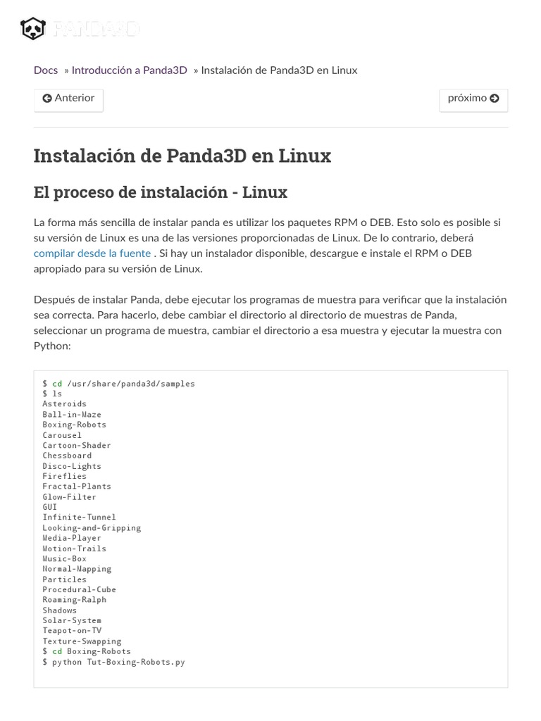 3instalación de Panda3D en Linux - Panda3D Manual | PDF | Distribución ...