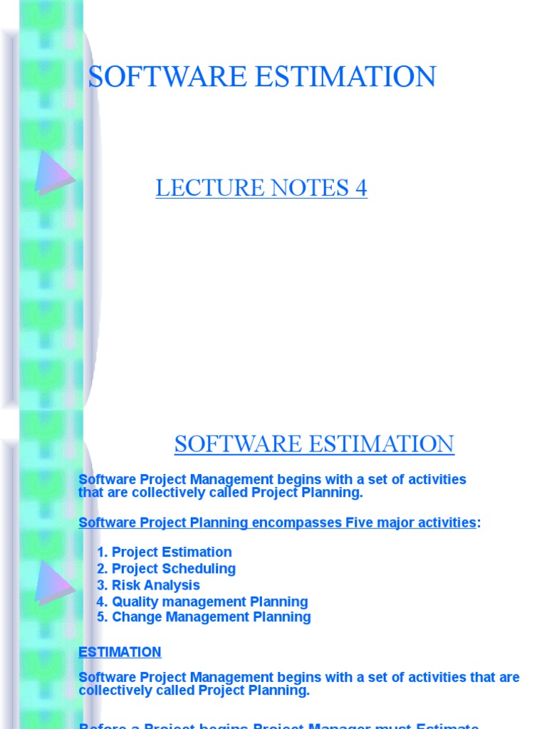 Software Estimation Lecture Notes 4 Pdf Object Computer Science