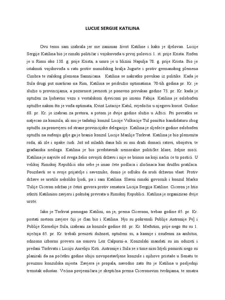 Lucije Sergije Katilina | PDF