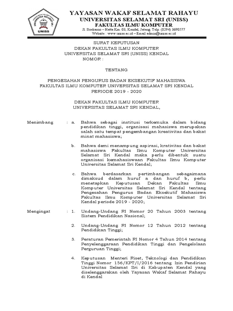 SK BEM FAKULTAS 2019 - 2020 - Revisi | PDF