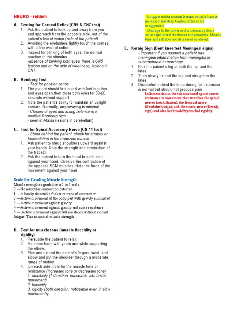 NEURO - Retdem: A. Testing For Corneal Reflex (CN5 & CN7 Test) | PDF ...
