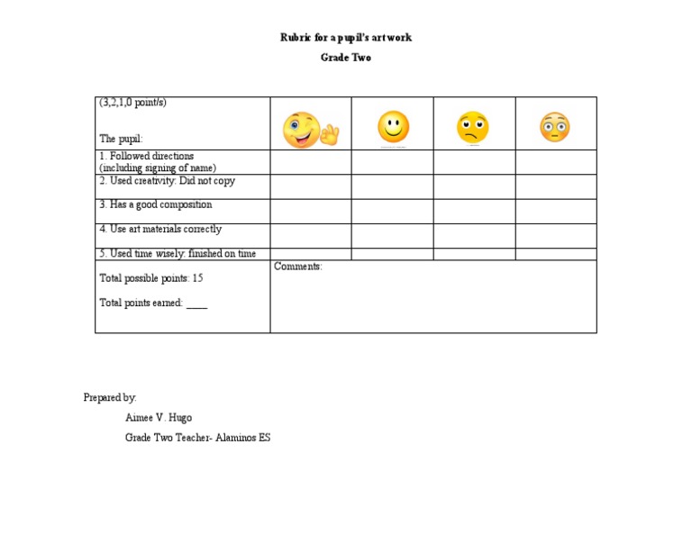 Grade 2 Art Project Rubric | PDF | Art