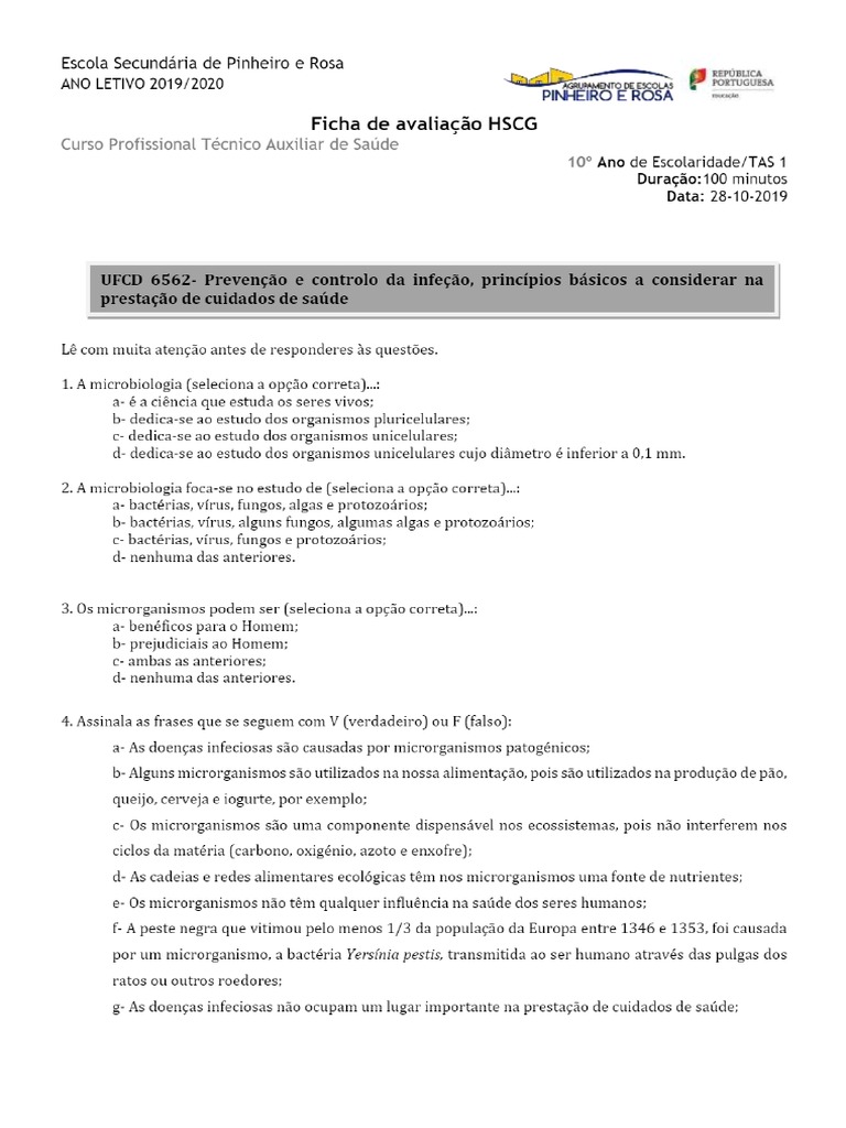 HSCG Teste UFCD 6562 | PDF