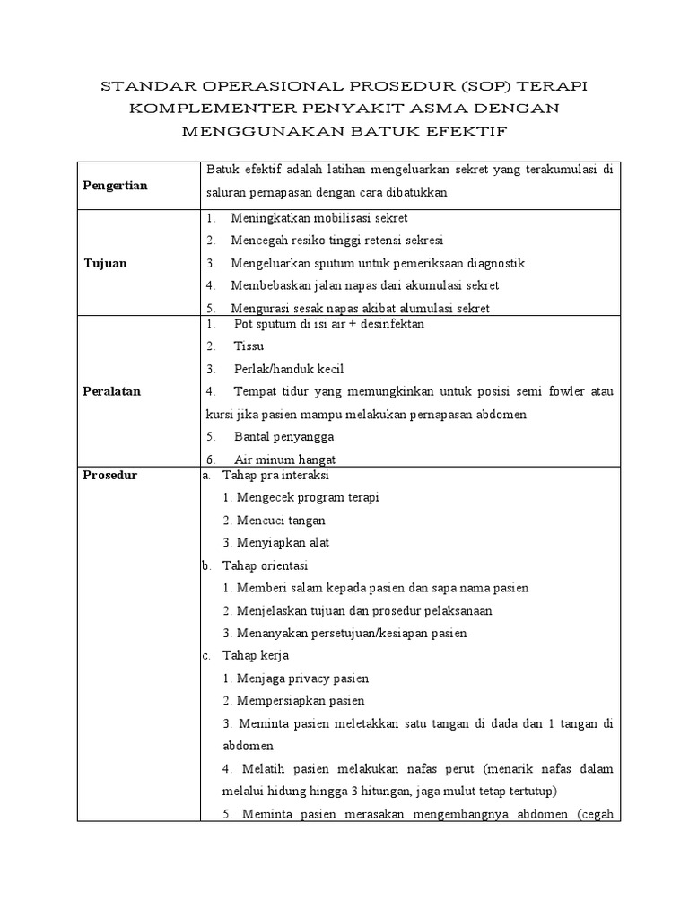Sop Batuk Efektif | PDF
