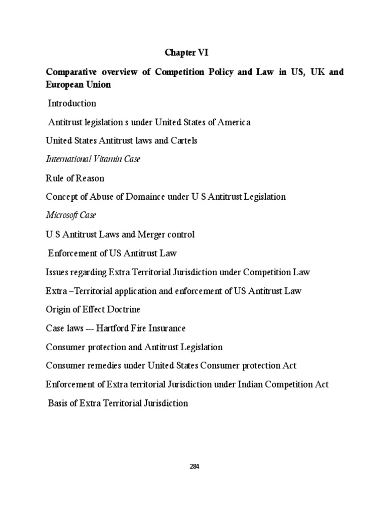 Comparative Overview of Competition Policy and Law in US, UK and ...