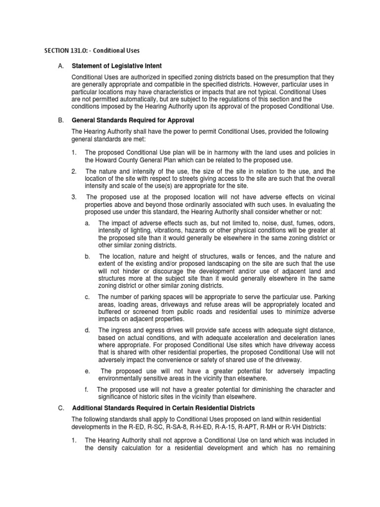 SECTION 131.0 Conditional - Uses | PDF | Burden Of Proof (Law) | Zoning