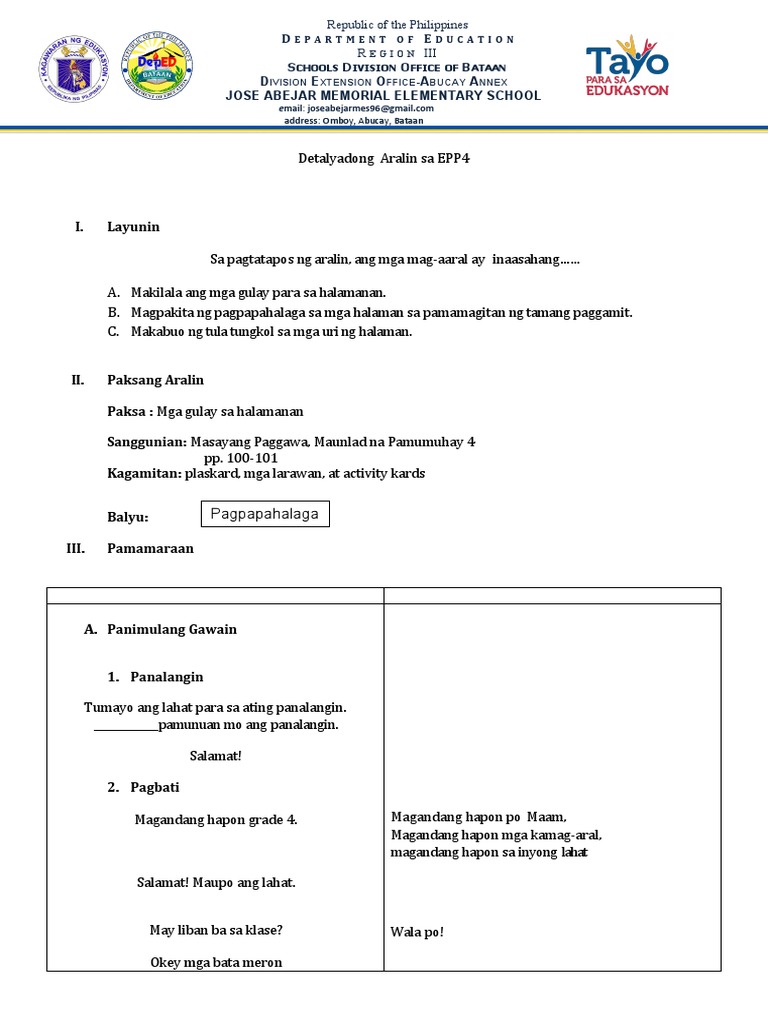Detailed Lesson Plan in Epp 4 | PDF