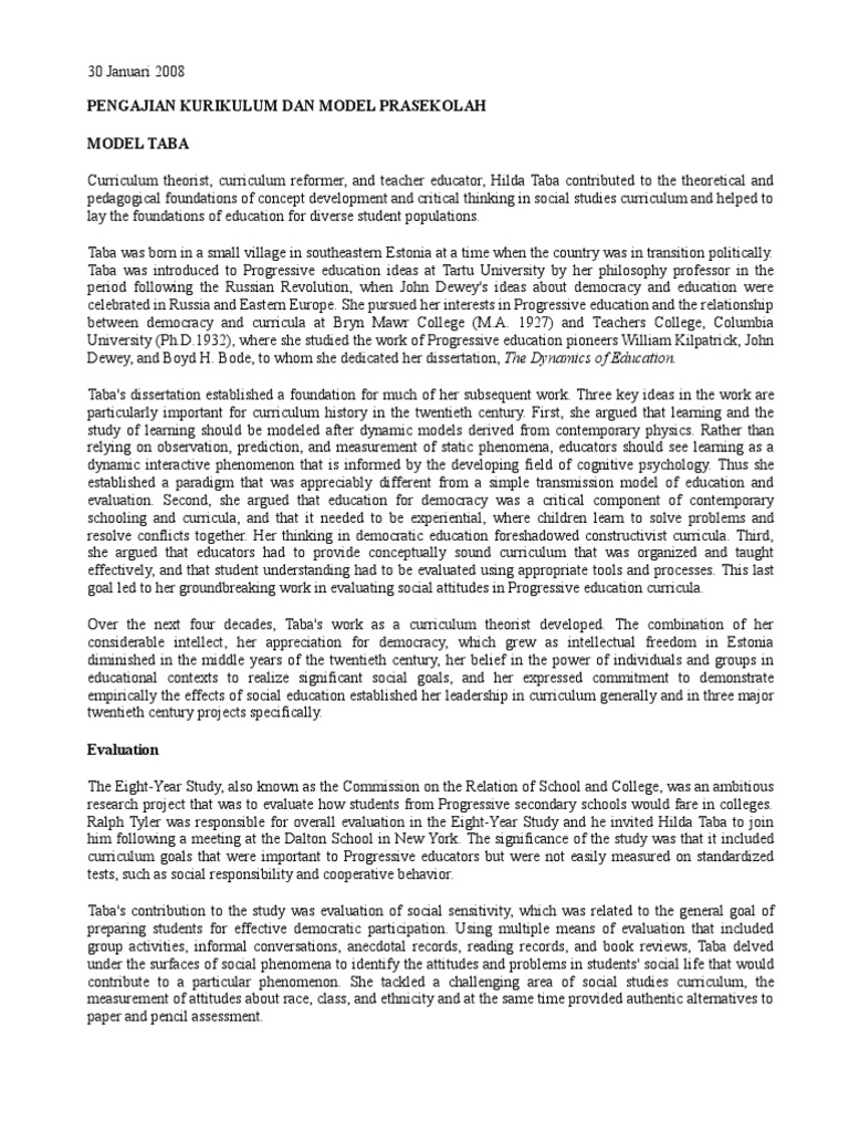 Model Taba 2 | PDF | Curriculum | Cognitive Science