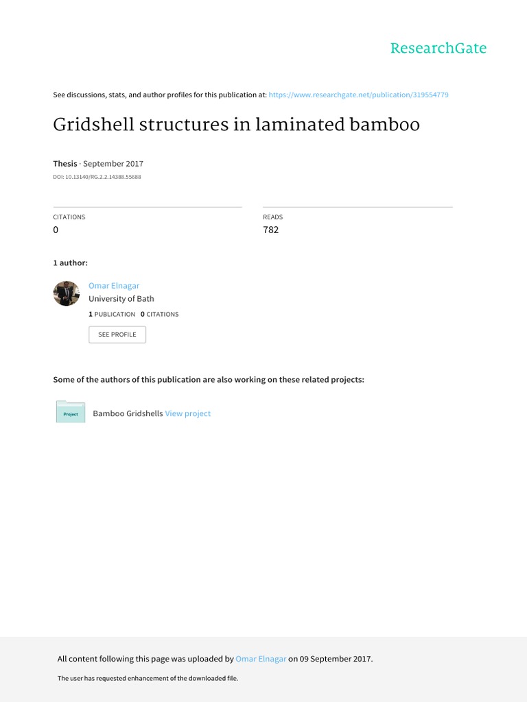Gridshell Structures in Laminated Bamboo: September 2017 | PDF ...