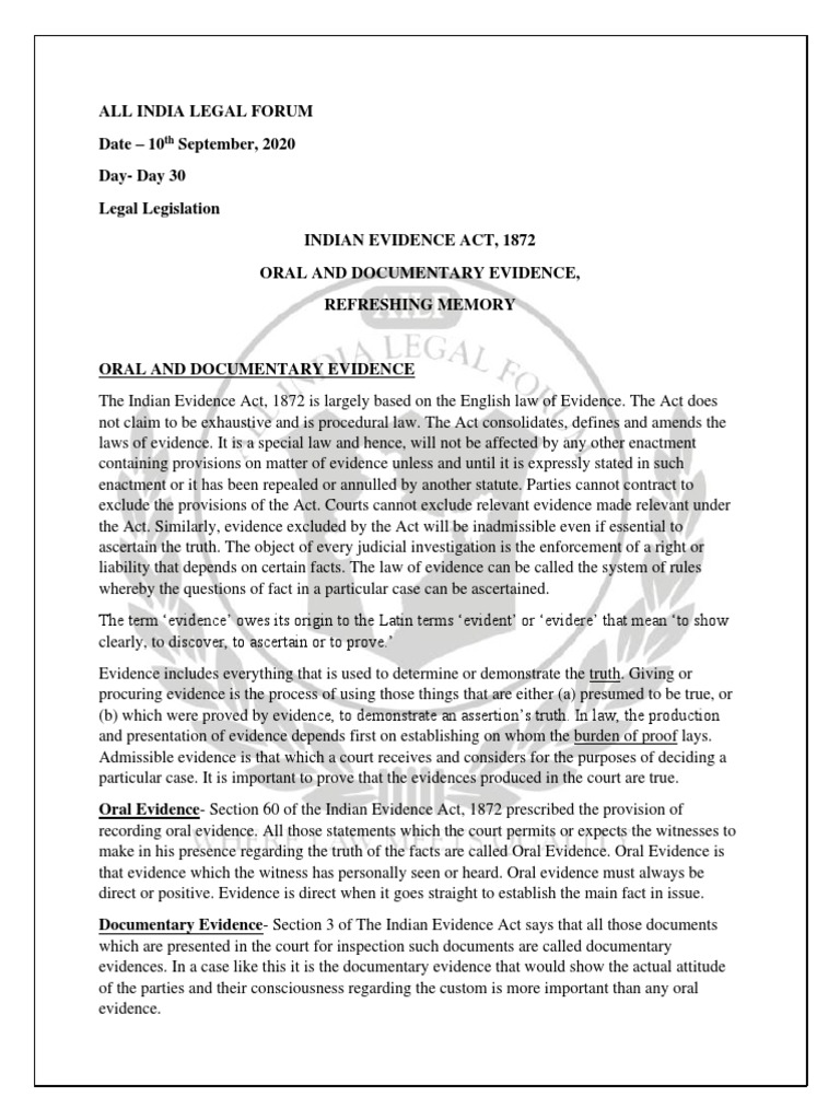 Judiciary Notes-Evidence... | PDF | Evidence (Law) | Evidence