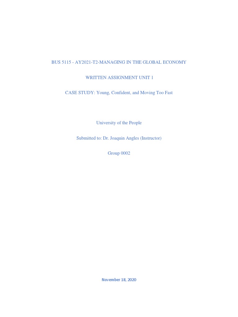 5211 Bus Written Assignment Unit 1 | PDF | Cross Cultural Communication | Action (Philosophy)