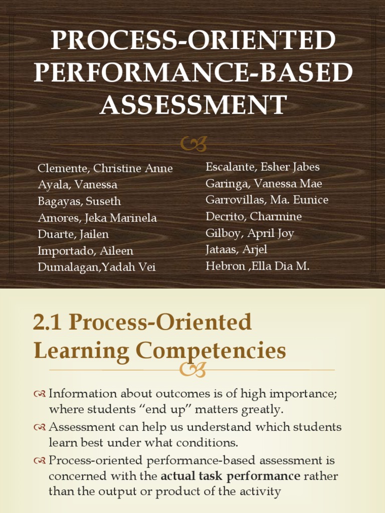 Group A. Process Oriented Performance Based Assessment | PDF | Rubric ...