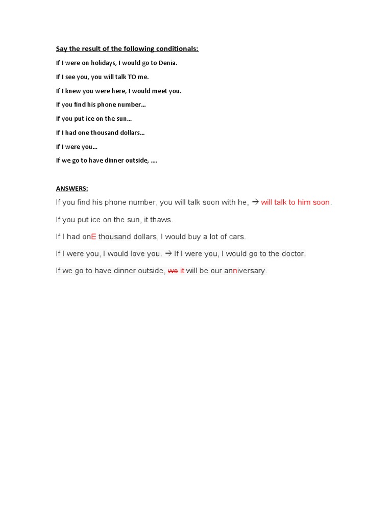 Speaking Conditionals Exercise | PDF