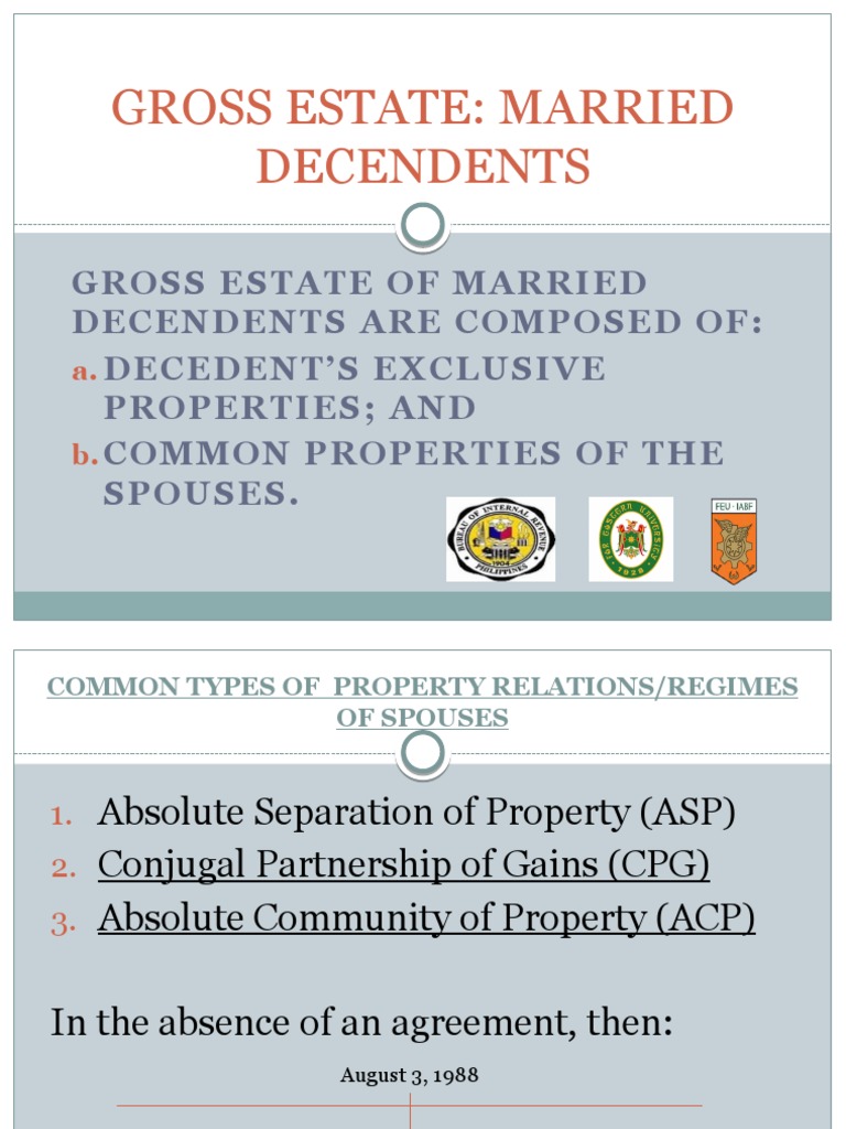 Classification of Properties in the Gross Estate of Married Decedents ...