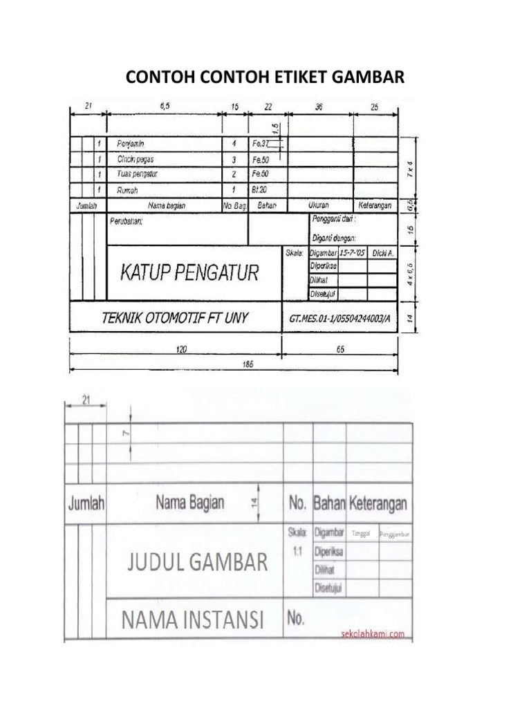 Contoh Etiket Gambar Teknik | PDF