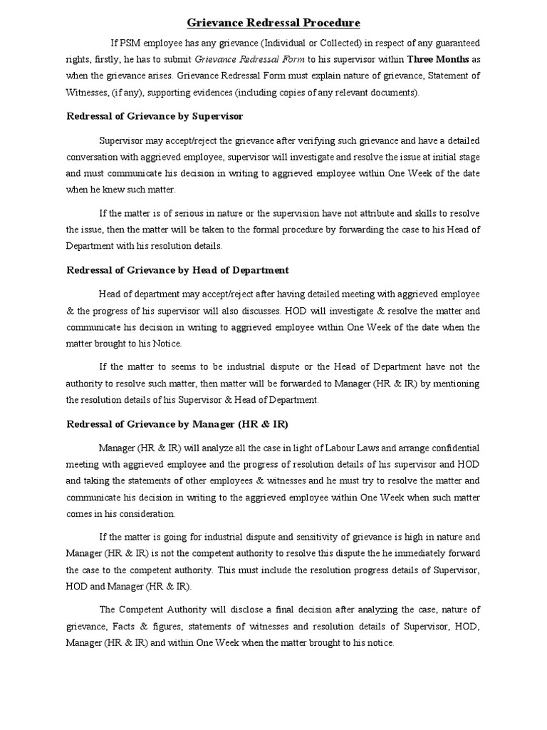 Grievance Redressal Procedure | PDF | Public Sphere | Government