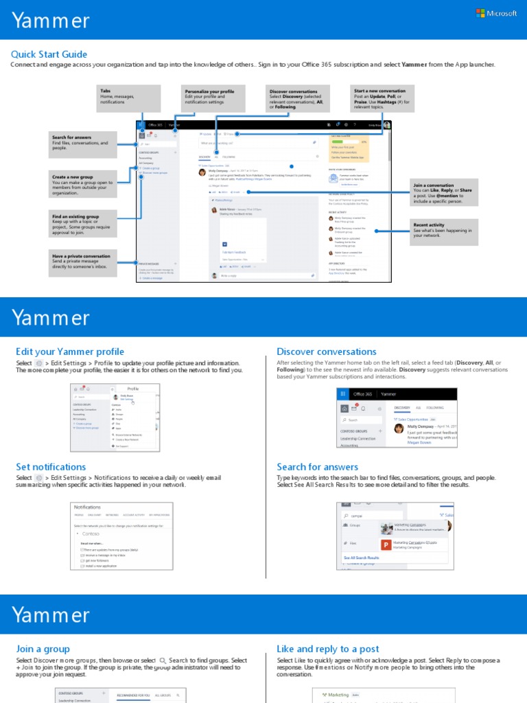 Yammer Quick Start Guide | PDF | Hashtag | Computer Mediated Communication