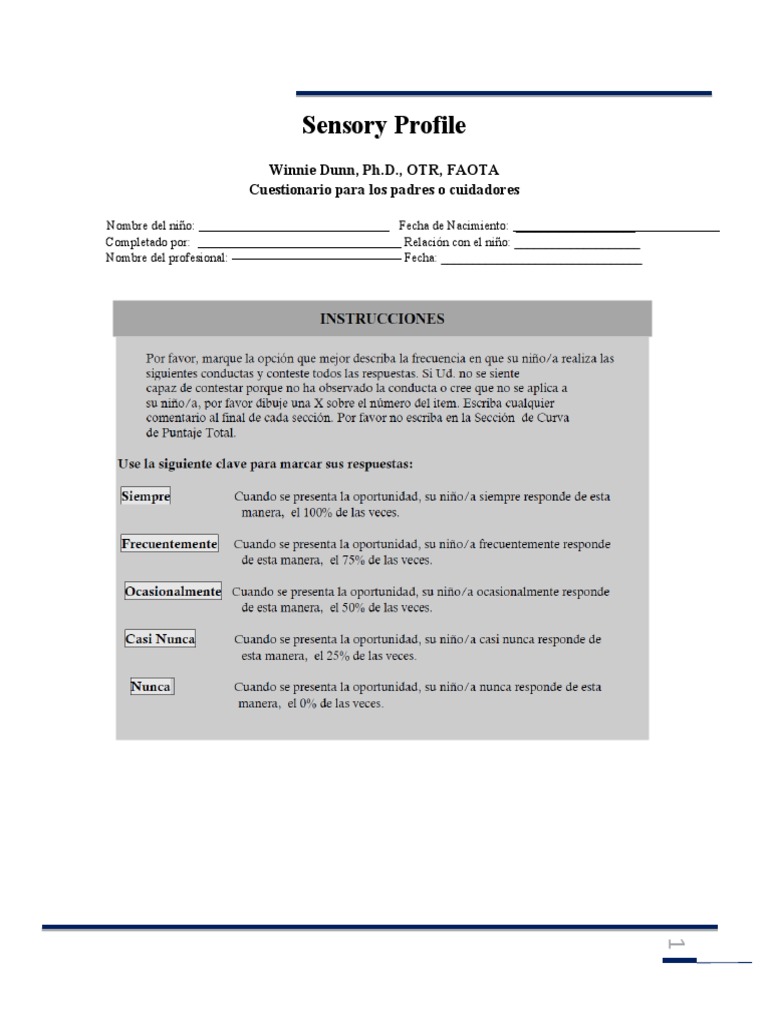 Perfil Sensorial | PDF | Las emociones | Conceptos psicologicos