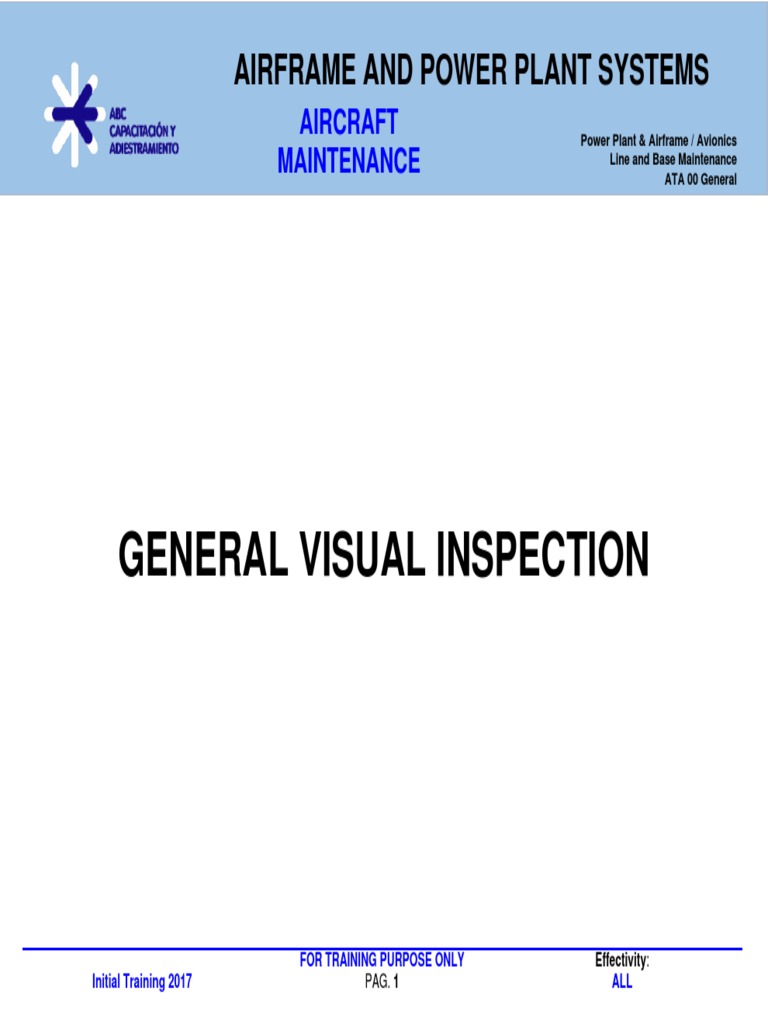 General Visual Inspection: Airframe and Power Plant Systems | PDF ...