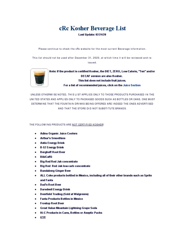 Beverage List | PDF | Drink | Soft Drink