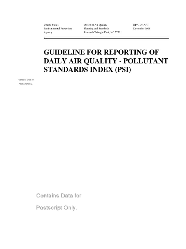 Air Pollutant Standard Index (PSI) USEPA | PDF | Particulates | Ozone