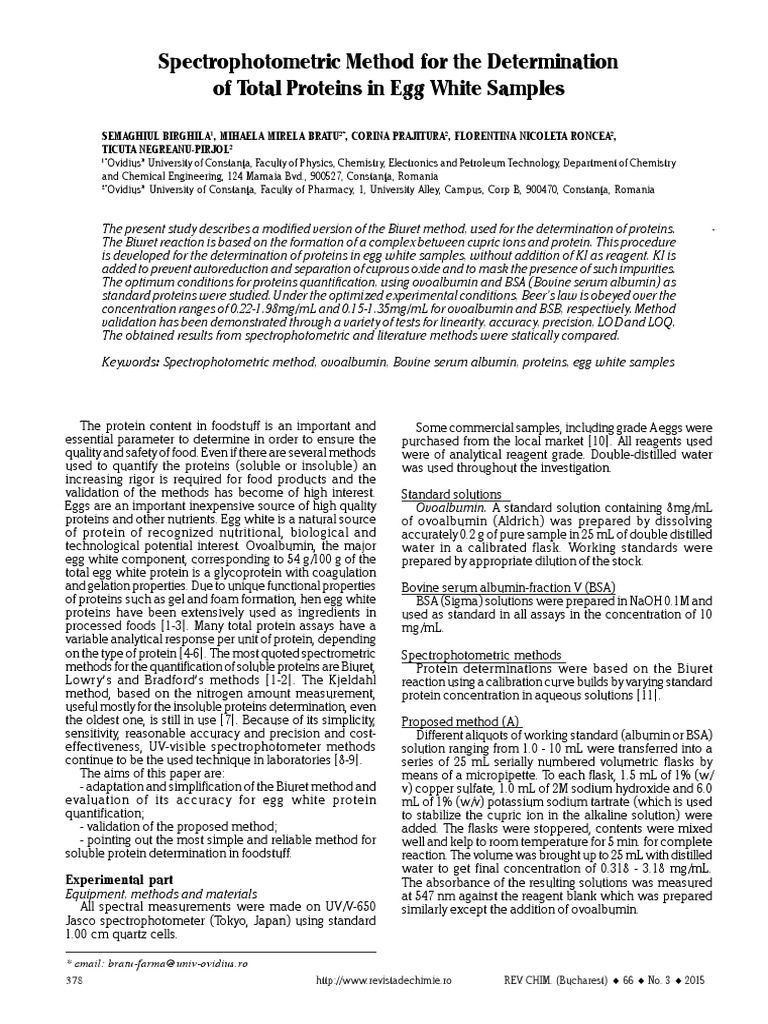 Egg Protein | PDF | Detection Limit | Spectrophotometry