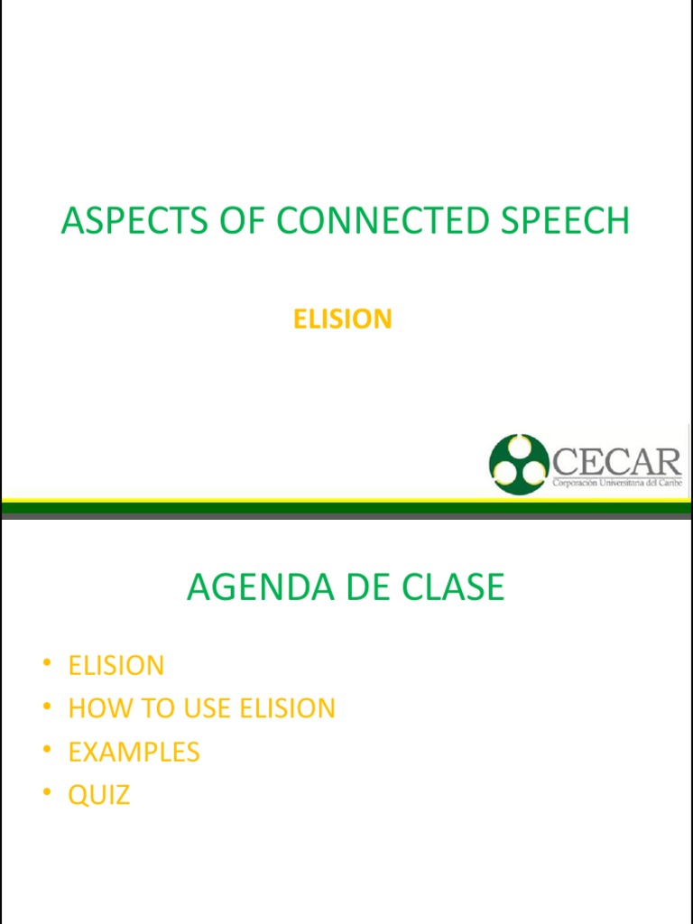Aspects of Connected Speech: Elision | PDF