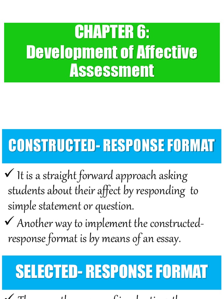 Assessment in Learning 2 Chapter 6 Development of Affective Assessment ...
