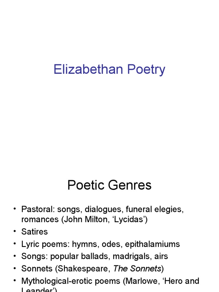 Elizabethan Poetry | PDF | Sonnets | Shakespeare's Sonnets