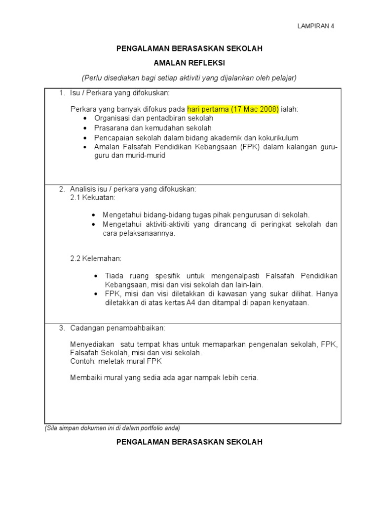 PBS1 - Amalan Refleksi | PDF