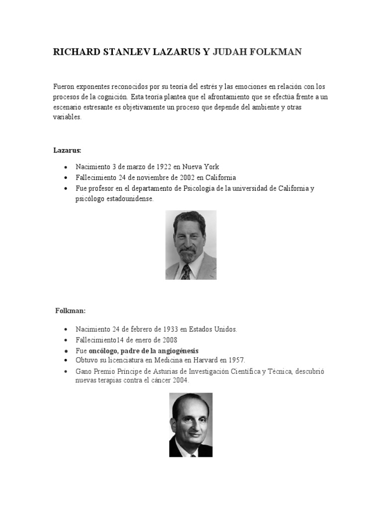 Richard Stanlev Lazarus y Judah Folkman | PDF