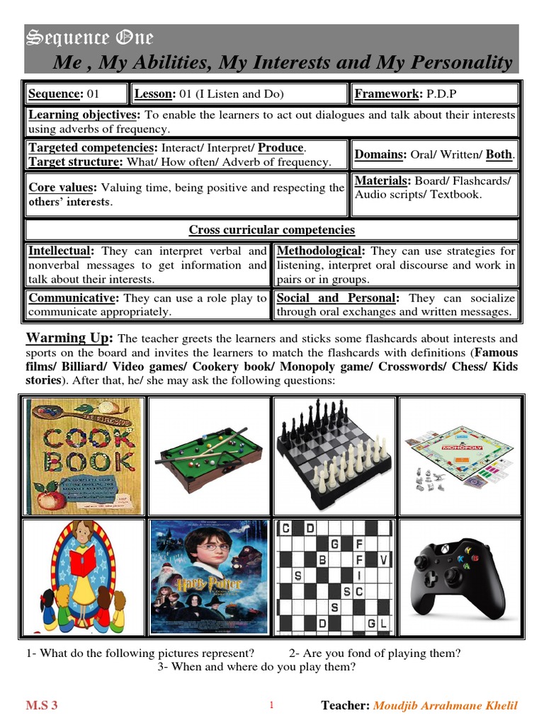 3 MS 2nd Generation Sequence One - Me, My Abilities, My Interests and My Personality - All ...