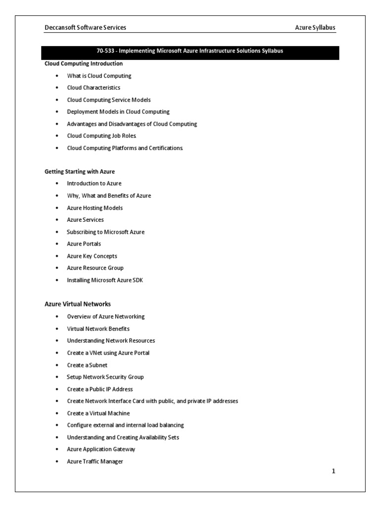 Azure 70-533 Implementation Syllabus | PDF | Microsoft Azure | Cloud ...