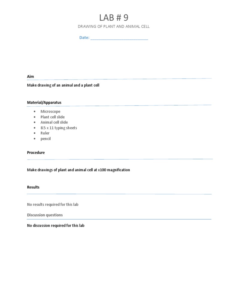 Drawing Plant and Animal Cells Lab | PDF | Teaching Methods & Materials ...