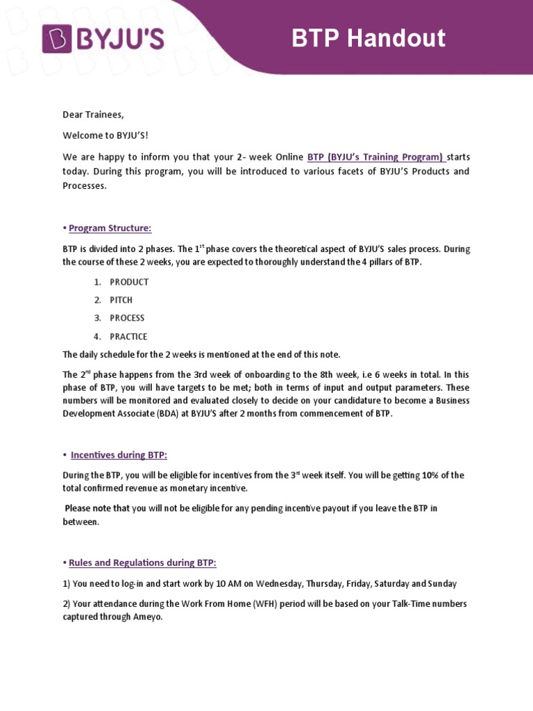 BTP Training Handout - Final | PDF | Business | Economies