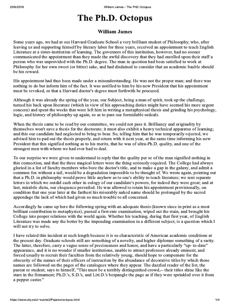 William James - The PHD Octopus | PDF | Computers
