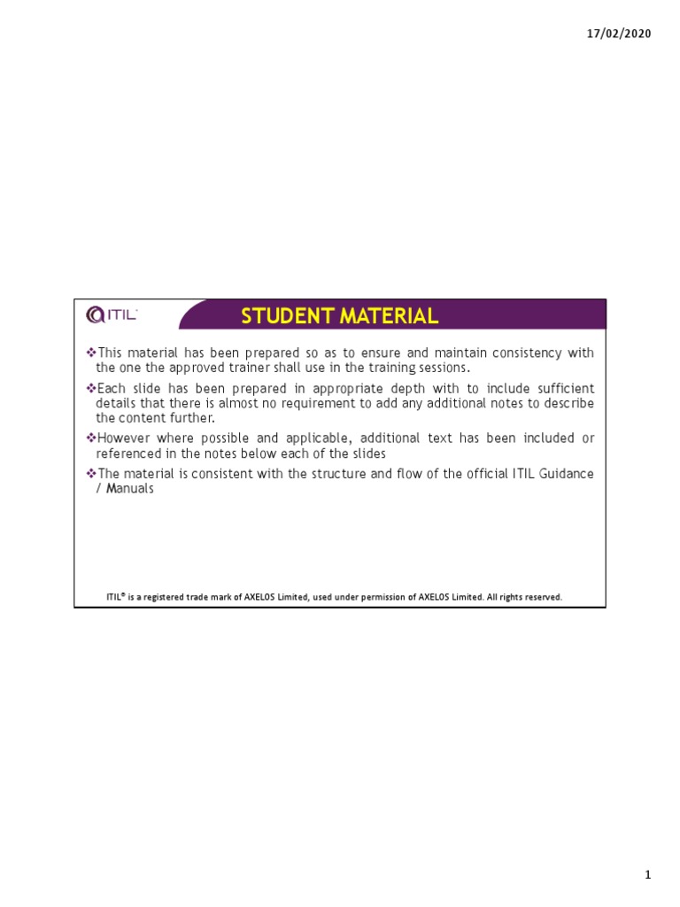 ITIL 4 MP Transition Training Student Pack | PDF