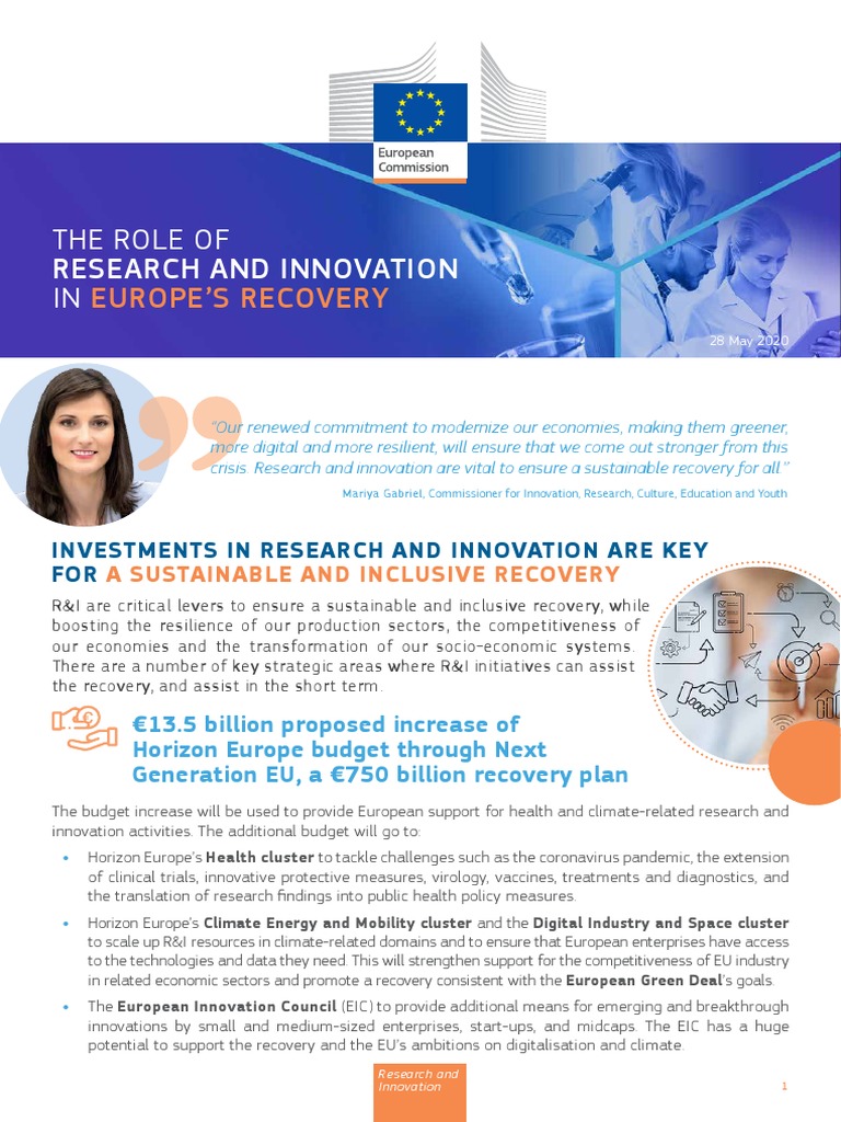 The Role of Research and Innovation in Support of Europe's Recovery ...