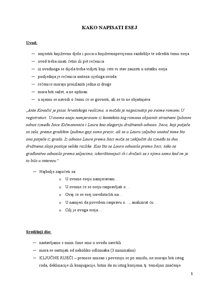 Kako Napisati Esej | PDF