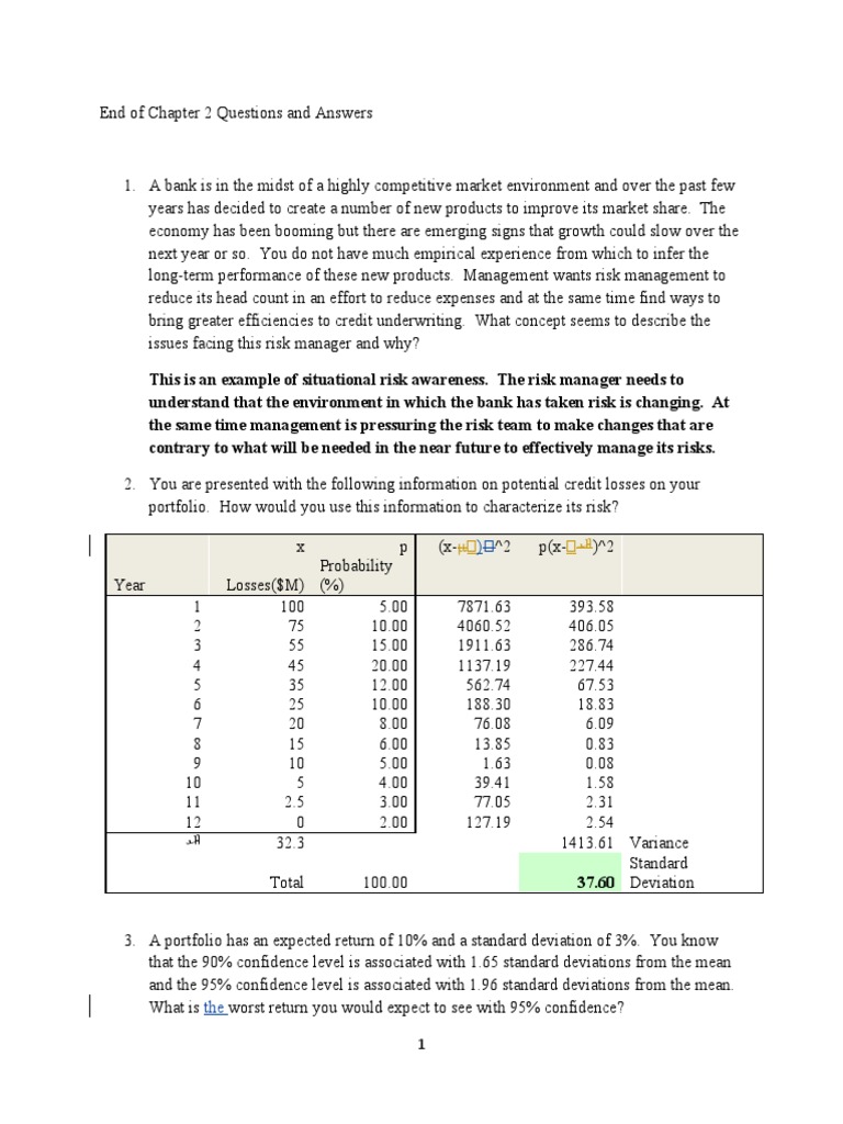 Chapter 2 Overview Financial Risk MGMT Questions and Answers-Revised ...