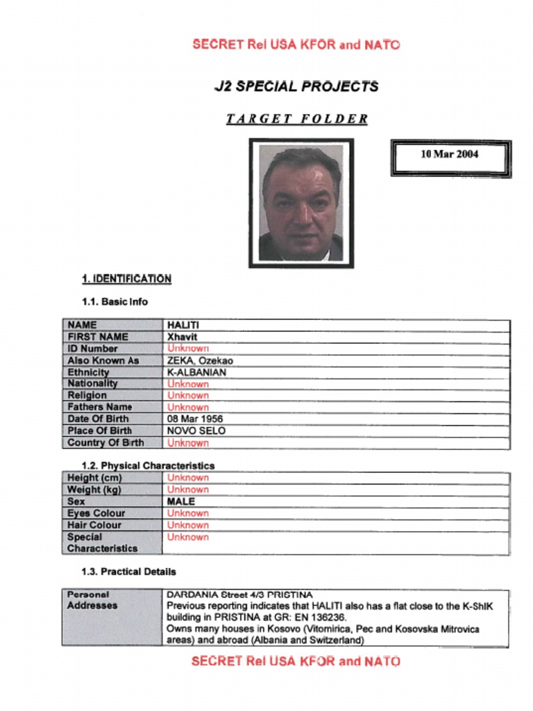 Secret Rel. USA KFOR NATO - Haliti-Xhavit | PDF