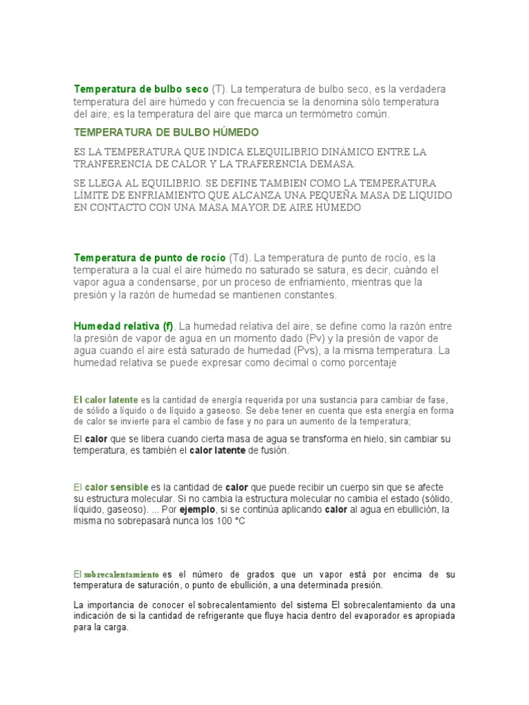 Qué Es Temperatura Bulbo Seco y Húmedo | PDF | Humedad | Calor