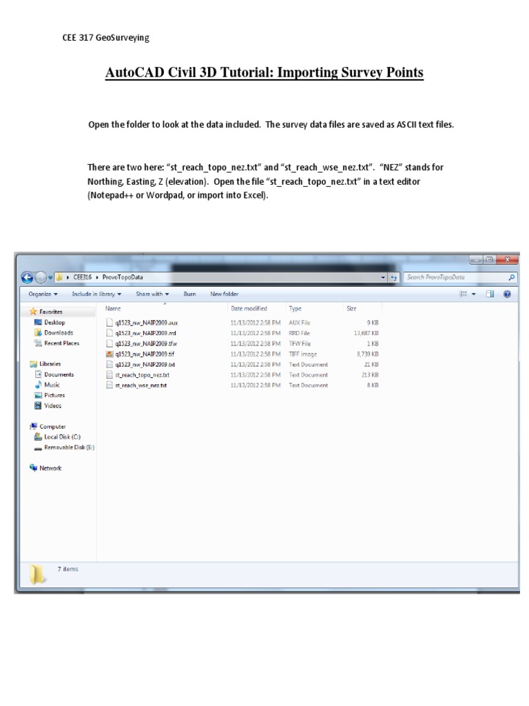 Autocad Civil 3D Tutorial: Importing Survey Points | PDF | Contour Line ...