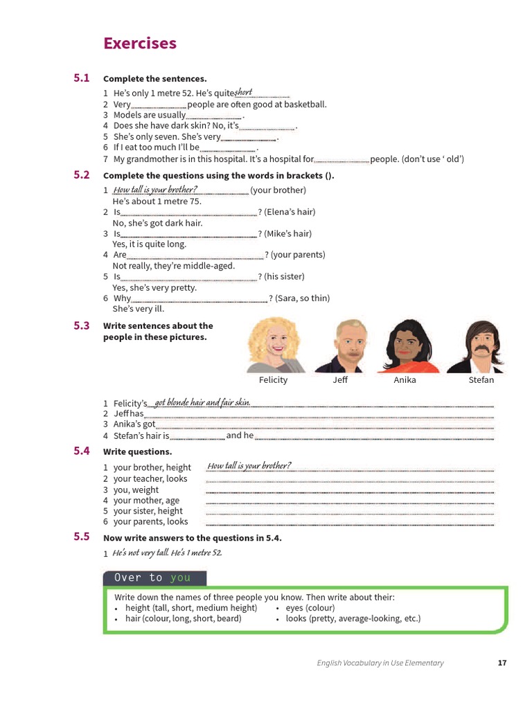 Describing People Exercises | PDF