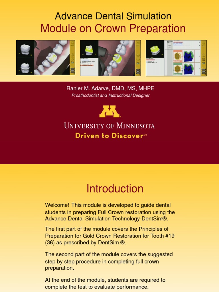 Module On Crown Preparation: Advance Dental Simulation | PDF | Tooth ...