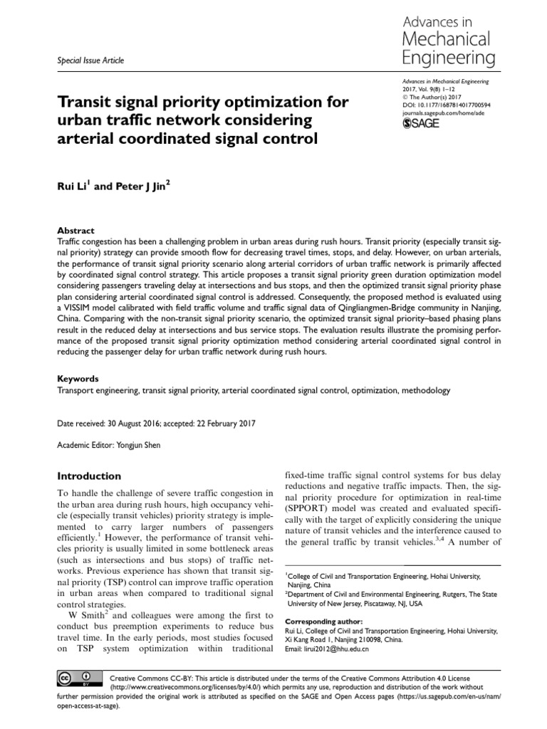 Transit Signal Priority Optimization For Urban Tra | PDF | Traffic ...