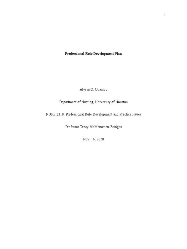 Professional Role Development Plan | PDF | Nursing | Patient
