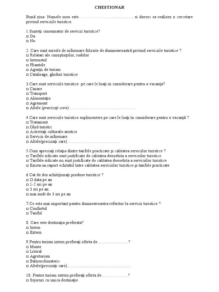 CHESTIONAR - Model | PDF